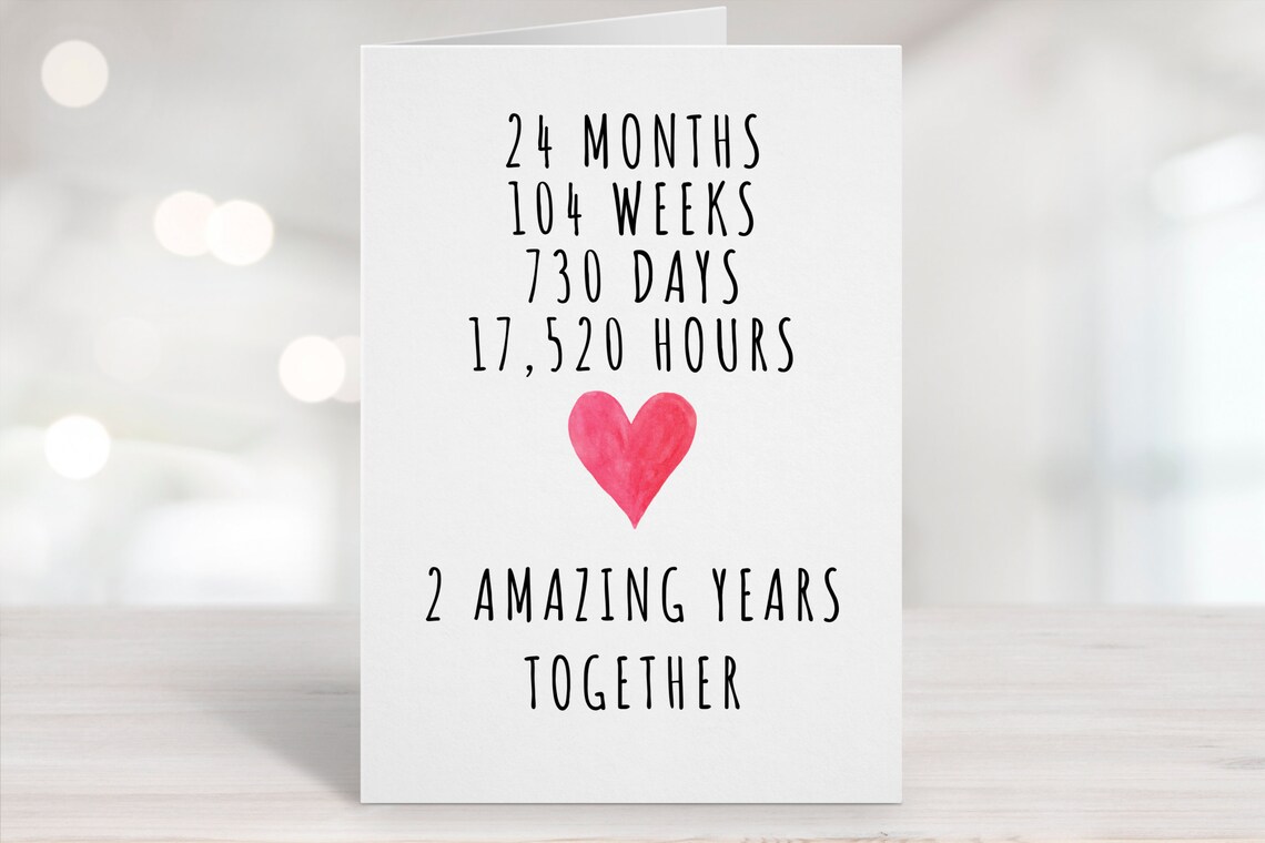 Printable Anniversary Card 2nd Anniversary Card Two Year - Etsy
