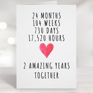 Printable Anniversary Card, 2nd Anniversary Card, Two Year Anniversary ...