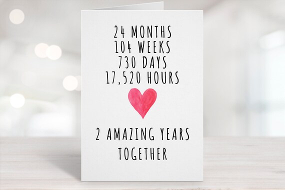 Printable Anniversary Card 2nd Anniversary Card Two Year | Etsy