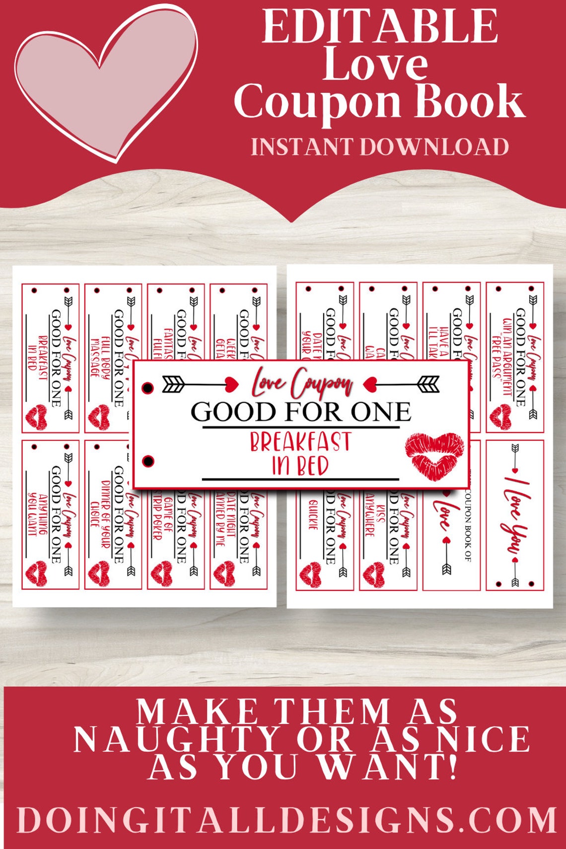 Printable Love Coupon Book Editable Coupons Valentine's - Etsy