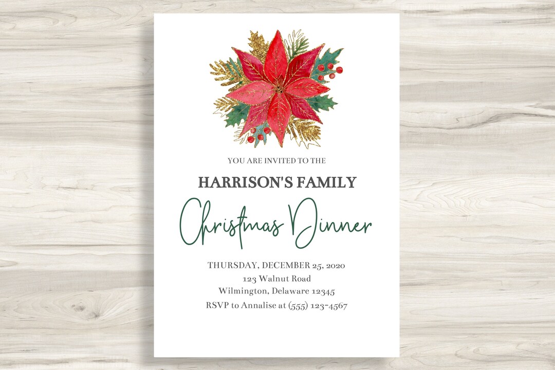 Printable Christmas Dinner Party Invitation Template - Etsy