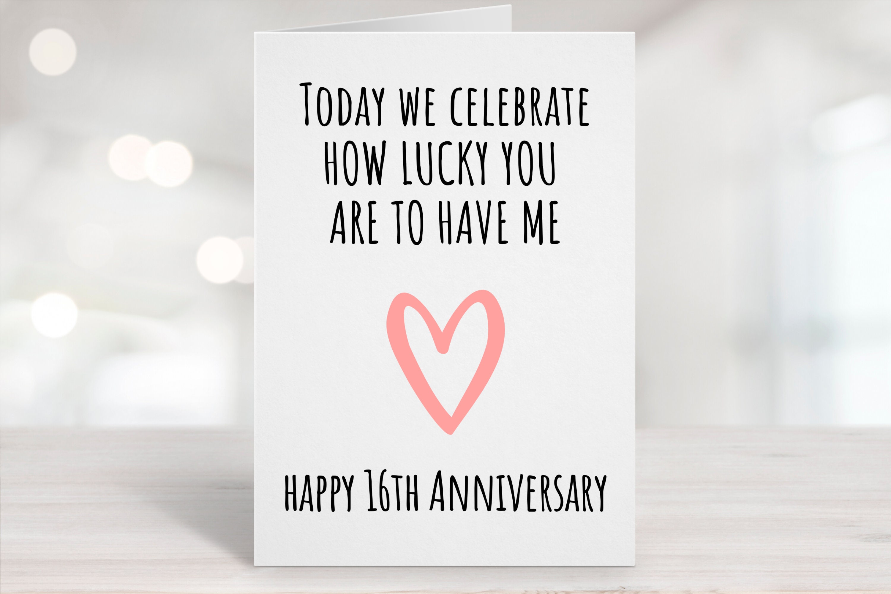 Printable Anniversary Card 16th Anniversary Card Sixteenth - Etsy