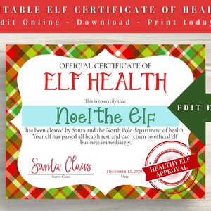 Printable Elf Quarantine Kit, Elf Adoption Certificate, Elf Countdown ...