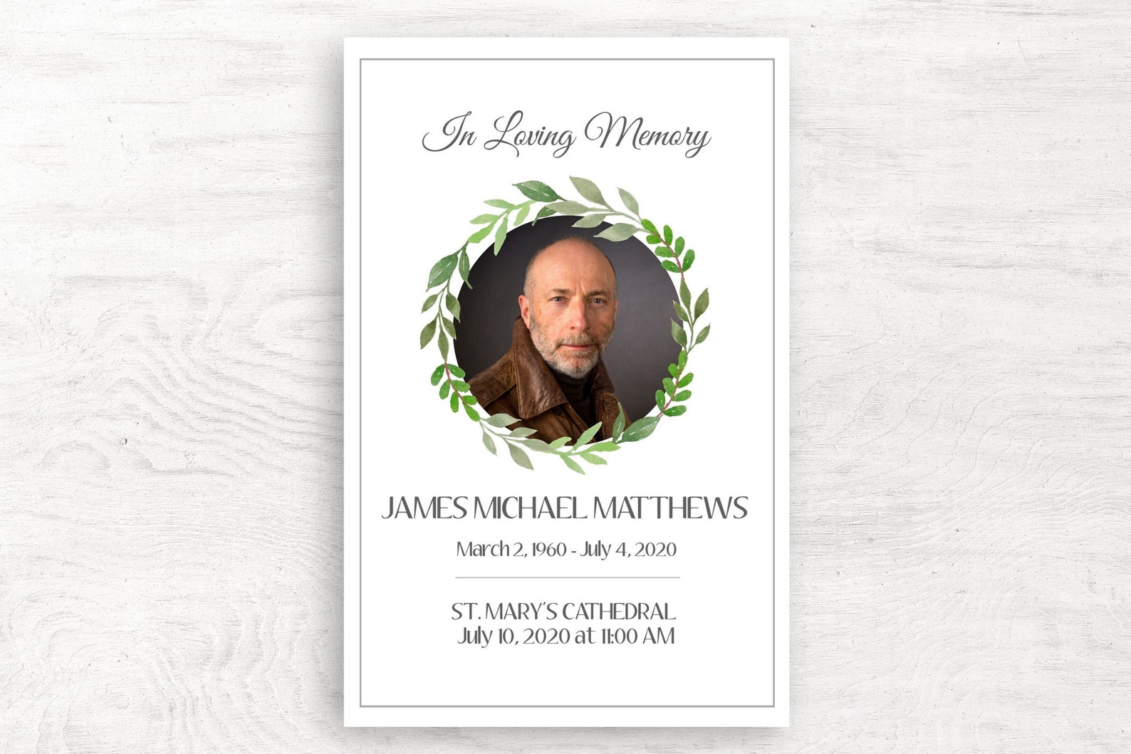 Funeral Program Template for Man Editable Funeral Program - Etsy