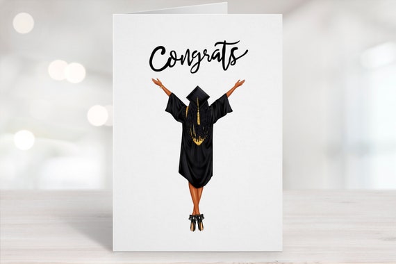 Printable Graduation Card Black Graduation Card Black Grad | Etsy