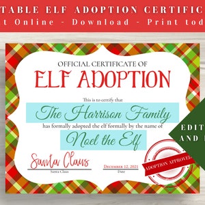 Printable Elf Quarantine Kit, Elf Adoption Certificate, Elf Countdown ...
