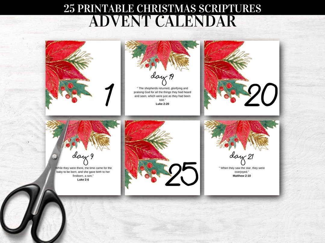Printable Advent Scripture Cards, Advent Calendar, Christmas Countdown ...