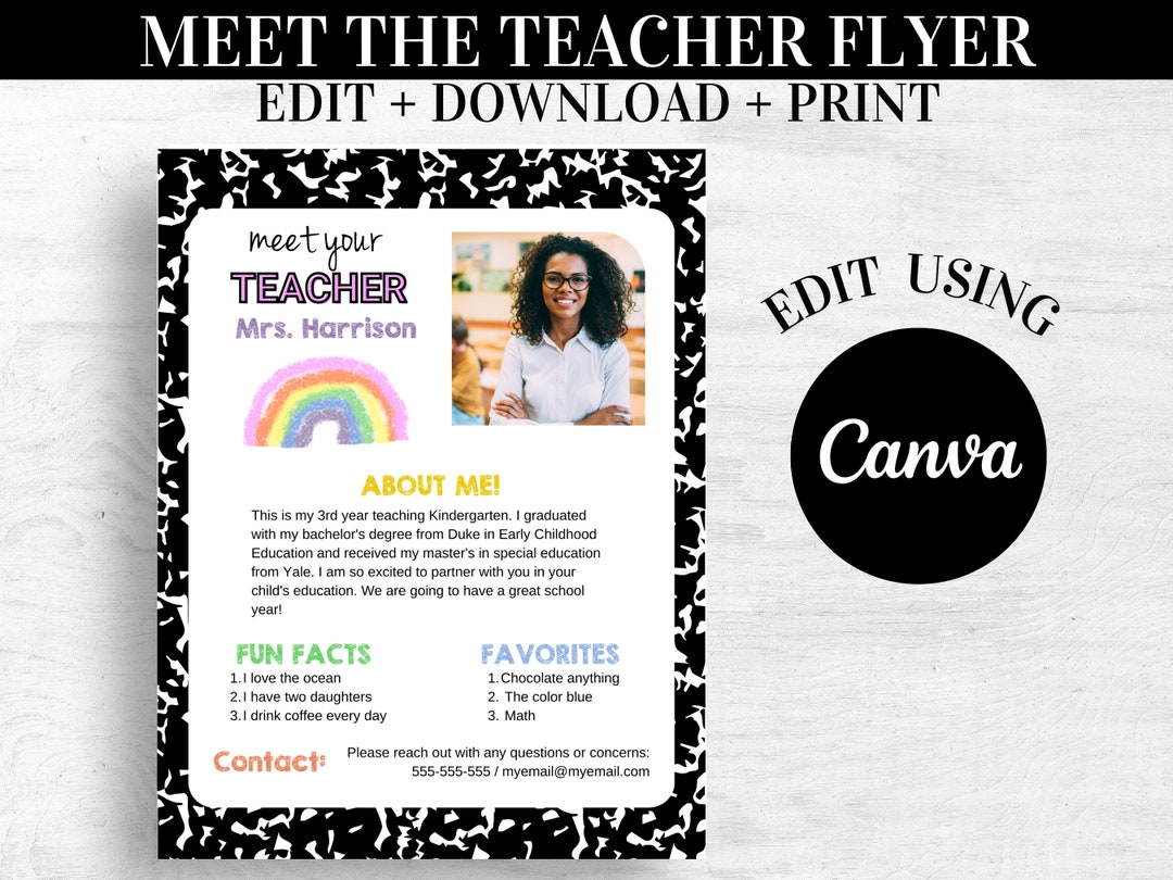 Editable Meet the Teacher Letter Template, Back to School Flyer, Edit ...