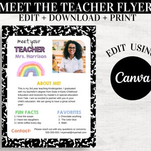 Editable Meet the Teacher Letter Template, Back to School Flyer, Edit ...