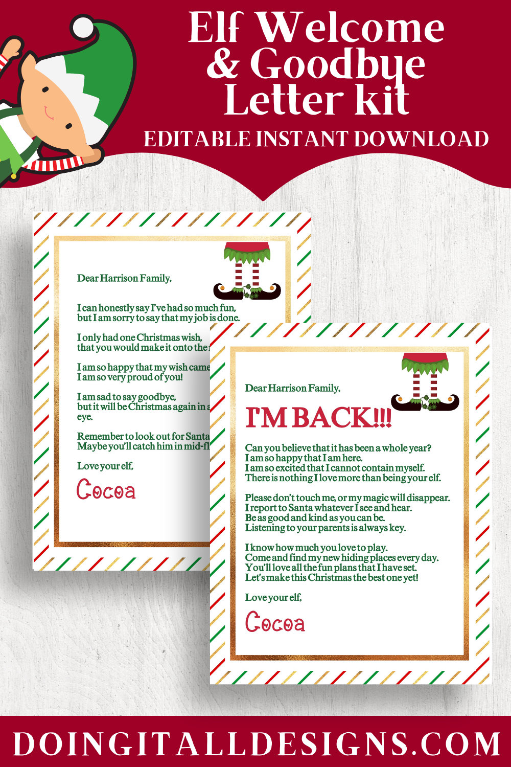 Elf Welcome and Goodbye Letter Kit Elf Im Back Letter Elf | Etsy