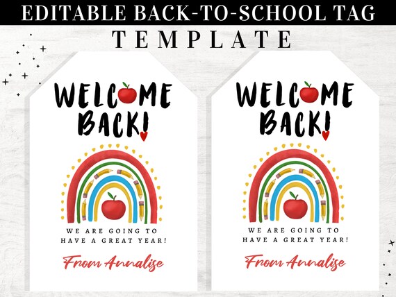 Editable Welcome Back to School Gift Tag First Day of School - Etsy