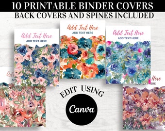 Printable Editable Floral Binder Cover Template - Etsy