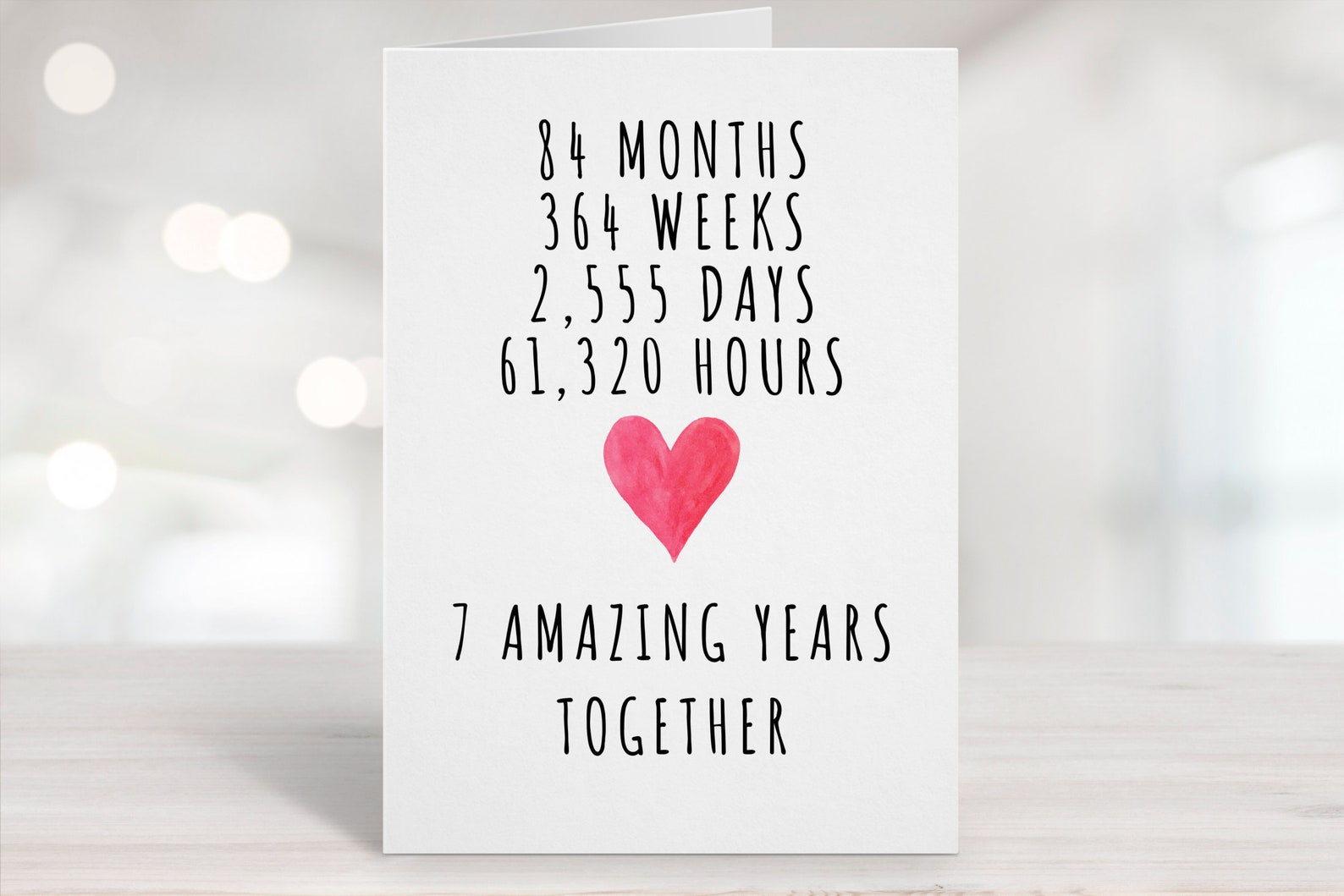 Printable Anniversary Card 7th Anniversary Card Seven Year - Etsy Canada