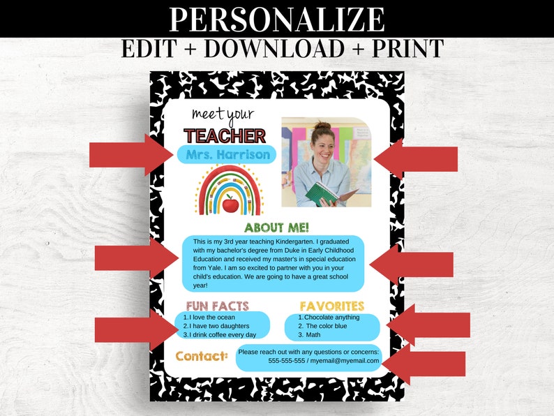 Plantilla editable de carta para conocer al maestro, folleto de regreso ...