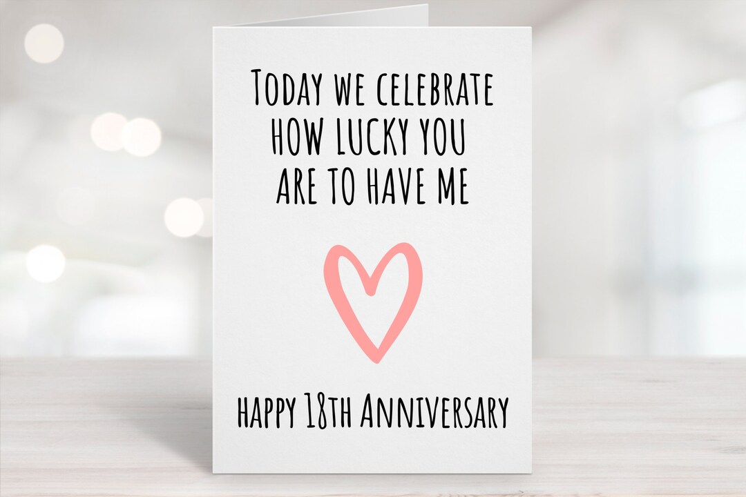 Printable Anniversary Card 18th Anniversary Card Eighteenth - Etsy