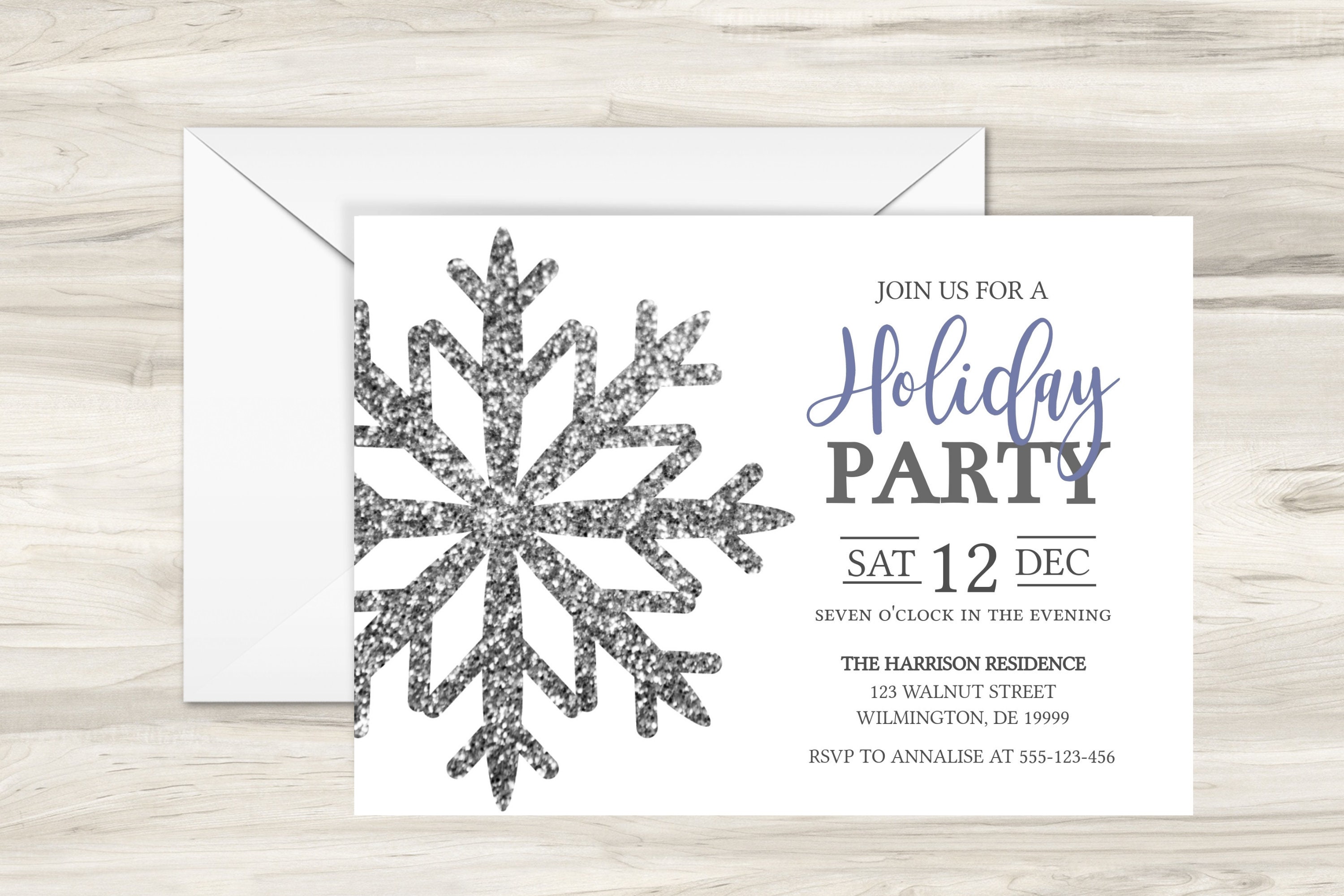 Printable Holiday Invitation Snowflake Holiday Invite Adult - Etsy