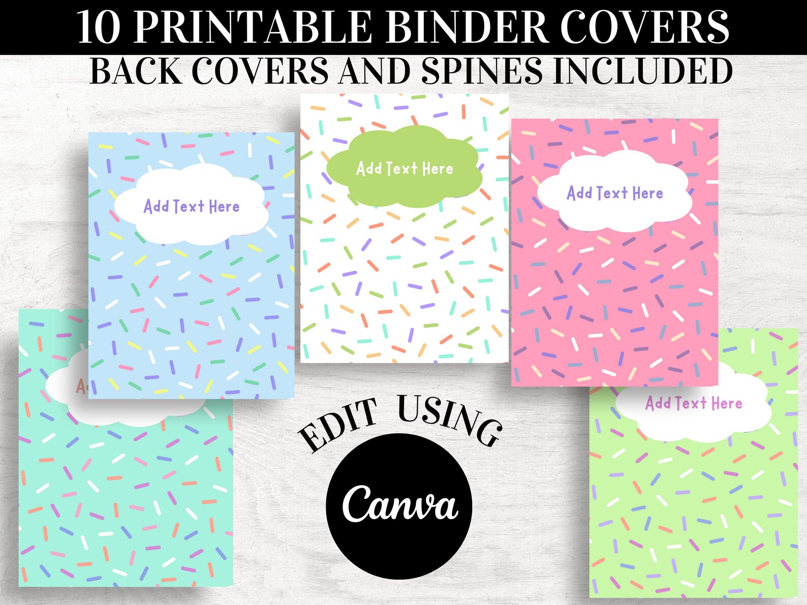 Sprinkles Binder Cover Printable, Girly Editable Binder Cover Template ...