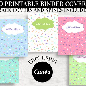 Sprinkles Binder Cover Printable, Girly Editable Binder Cover Template ...