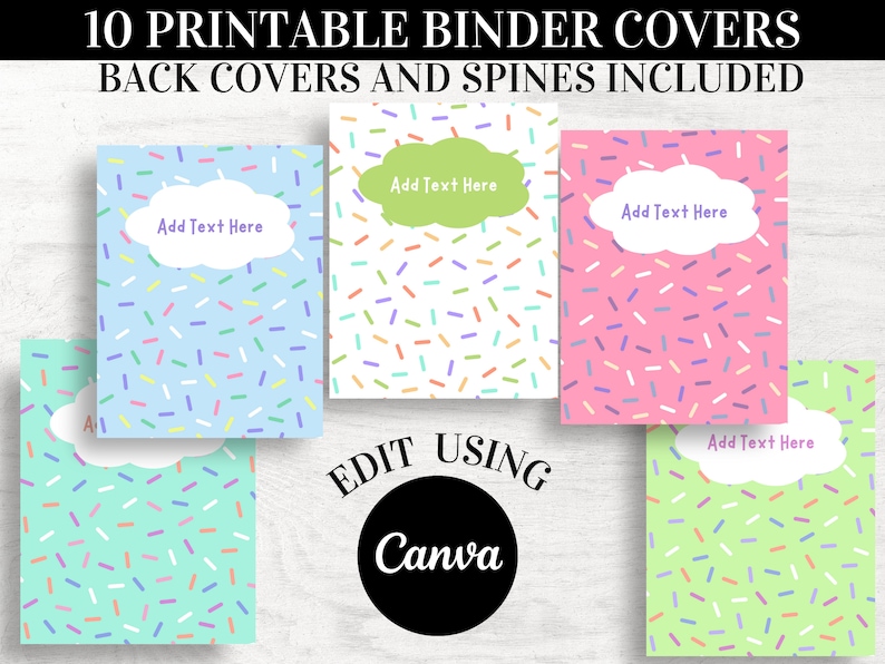 Sprinkles Binder Cover Printable, Girly Editable Binder Cover Template ...