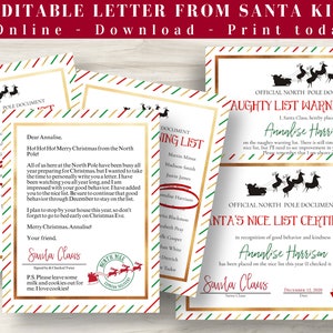 Personalized Letter From Santa Kit, Nice List Certificate, Naughty List ...
