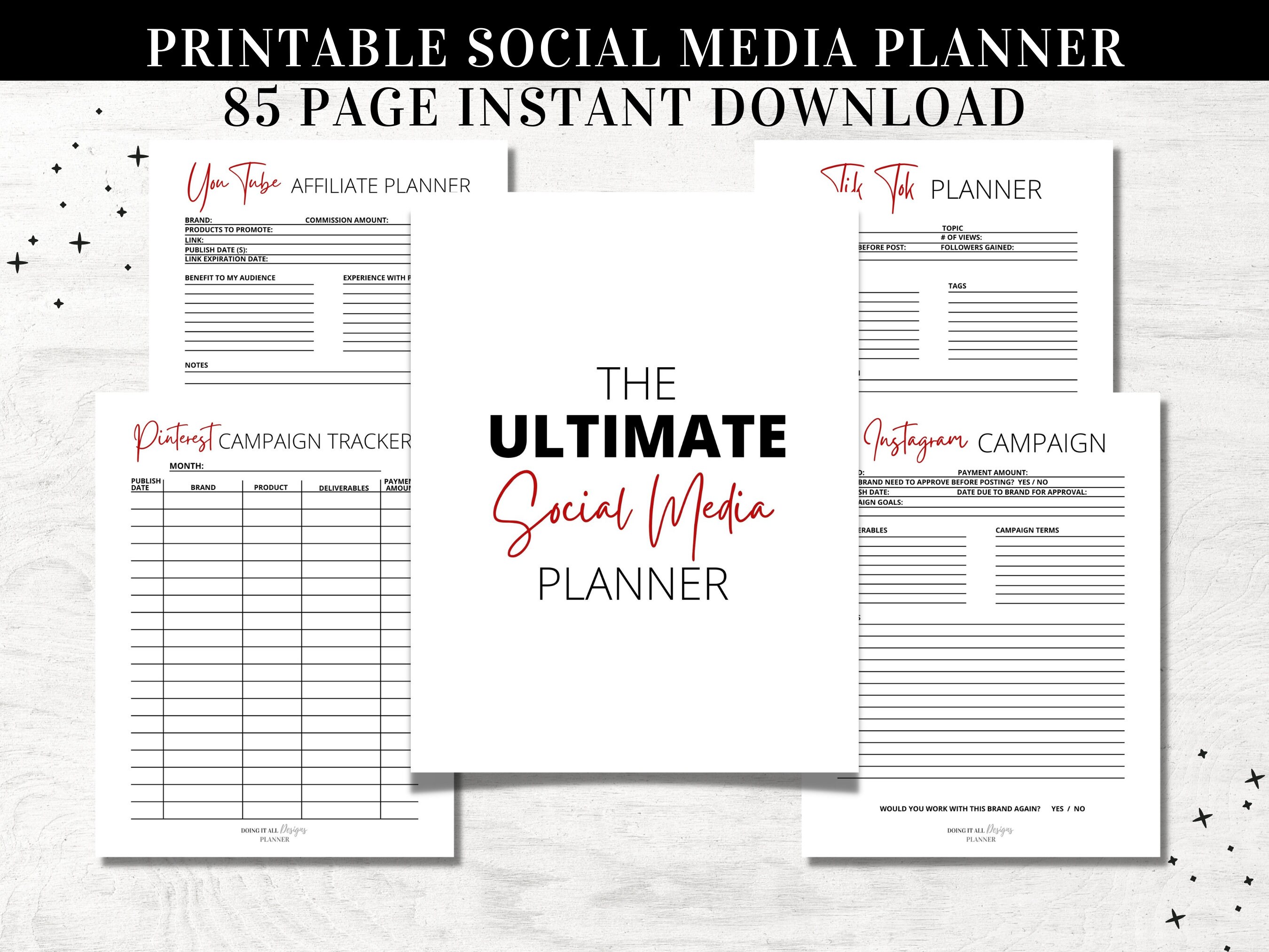Printable Social Media Planner Content Planner Youtube - Etsy