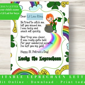 Editable Letter for Leprechaun Trap Kit, Personalized Leprechaun Letter ...