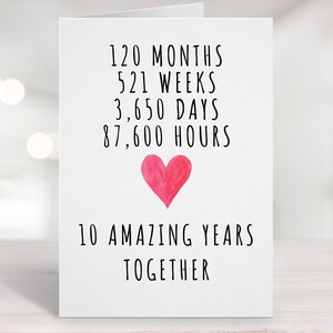 Printable Anniversary Card 10th Anniversary Card Ten Year - Etsy