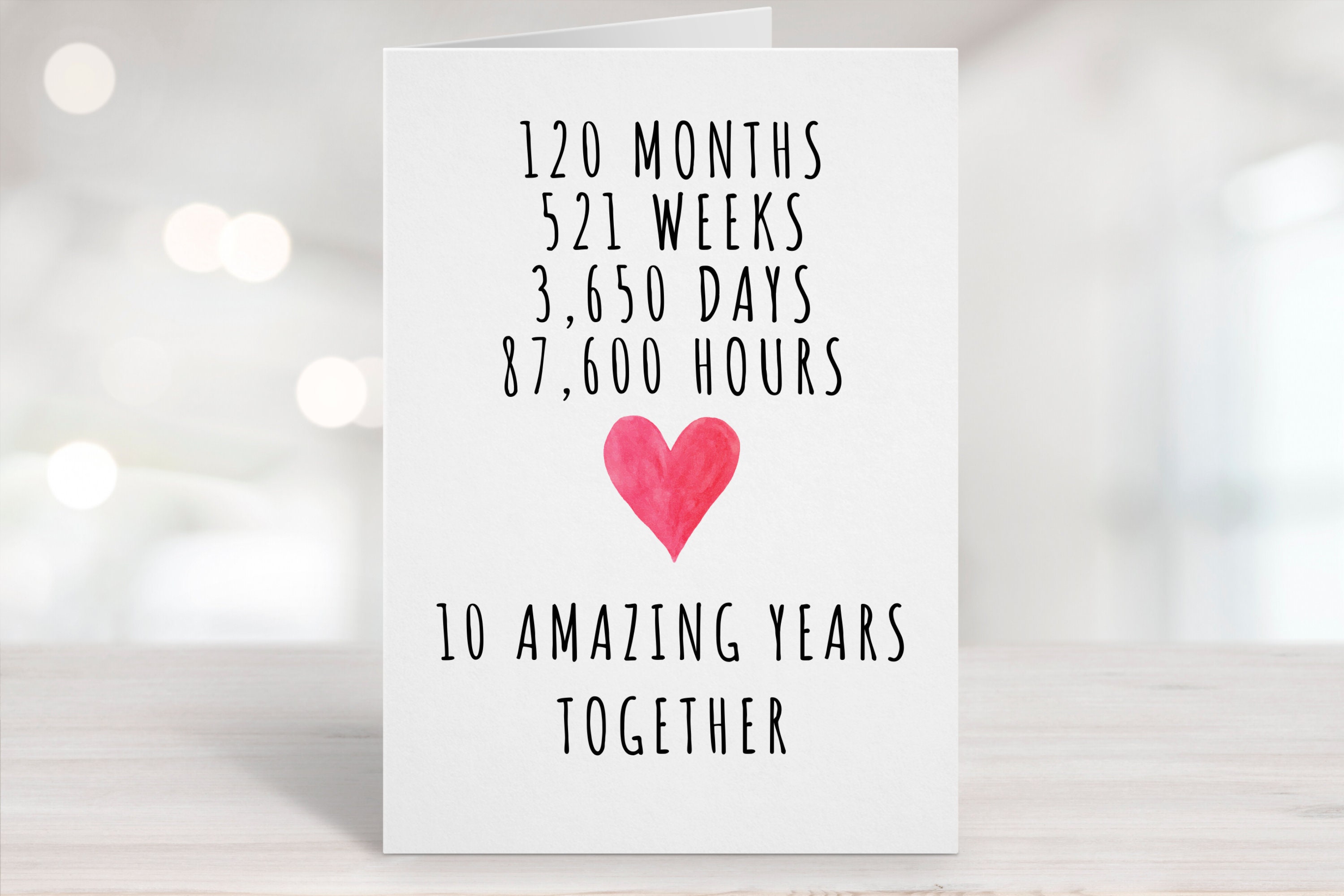 Printable Anniversary Card 10th Anniversary Card Ten Year - Etsy