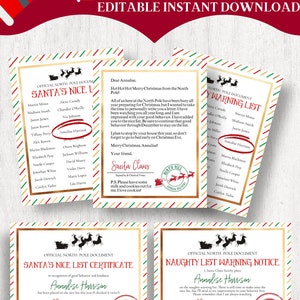 Personalized Letter From Santa Kit, Nice List Certificate, Naughty List ...