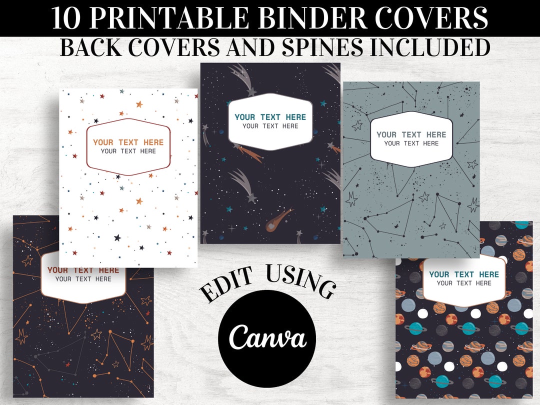 Space Binder Cover Printable, Editable Binder Cover Template for Boy ...