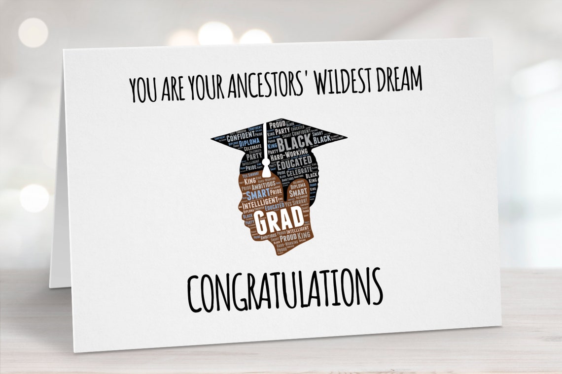 Printable Graduation Card Black Graduation Card Black Grad - Etsy