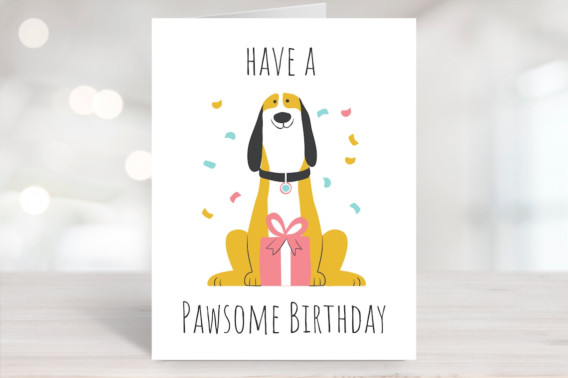 Printable Dog Birthday Card Printable Dog Lovers Card - Etsy