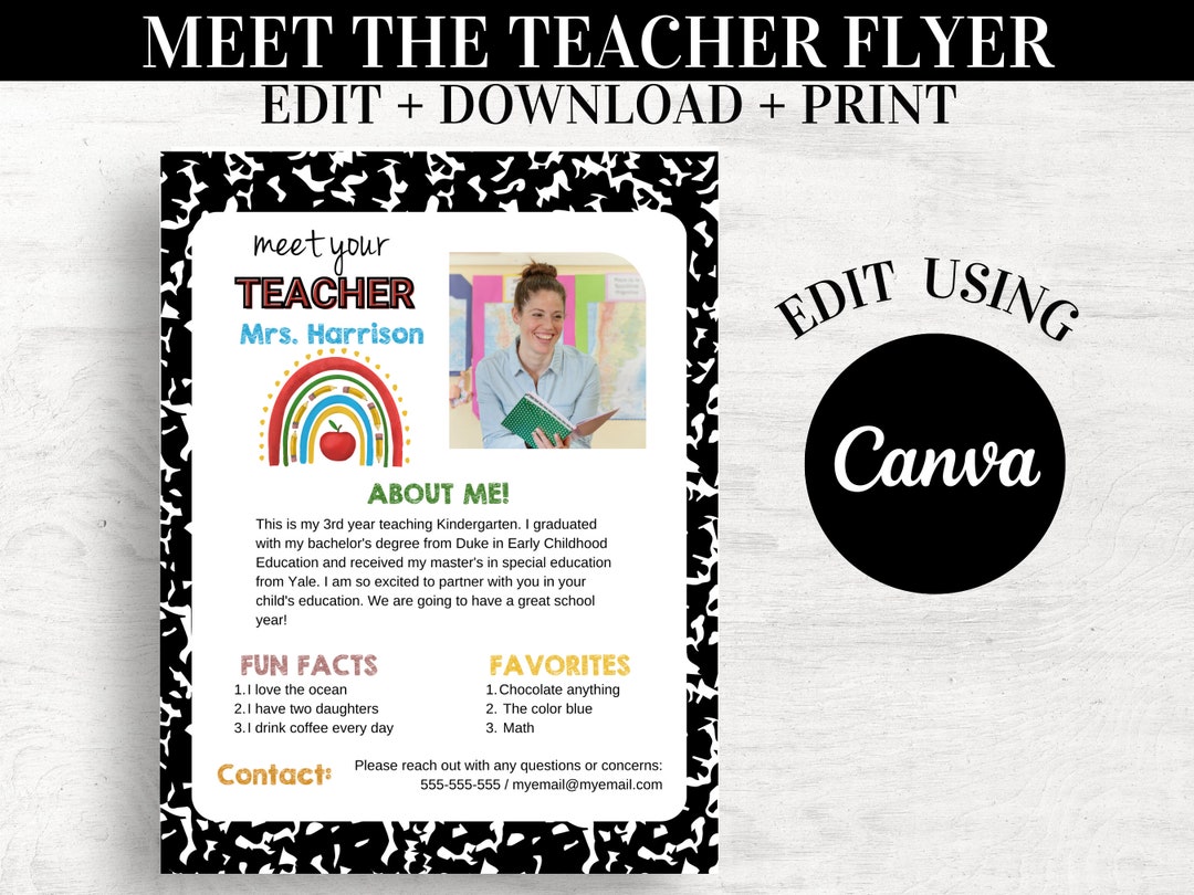 Editable Meet the Teacher Letter Template, Back to School Flyer, Edit ...
