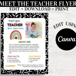 Editable Meet the Teacher Letter Template, Back to School Flyer, Edit ...