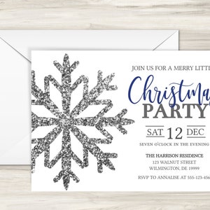 Printable Christmas Party Invitation, Snowflake Party Invite Christmas ...