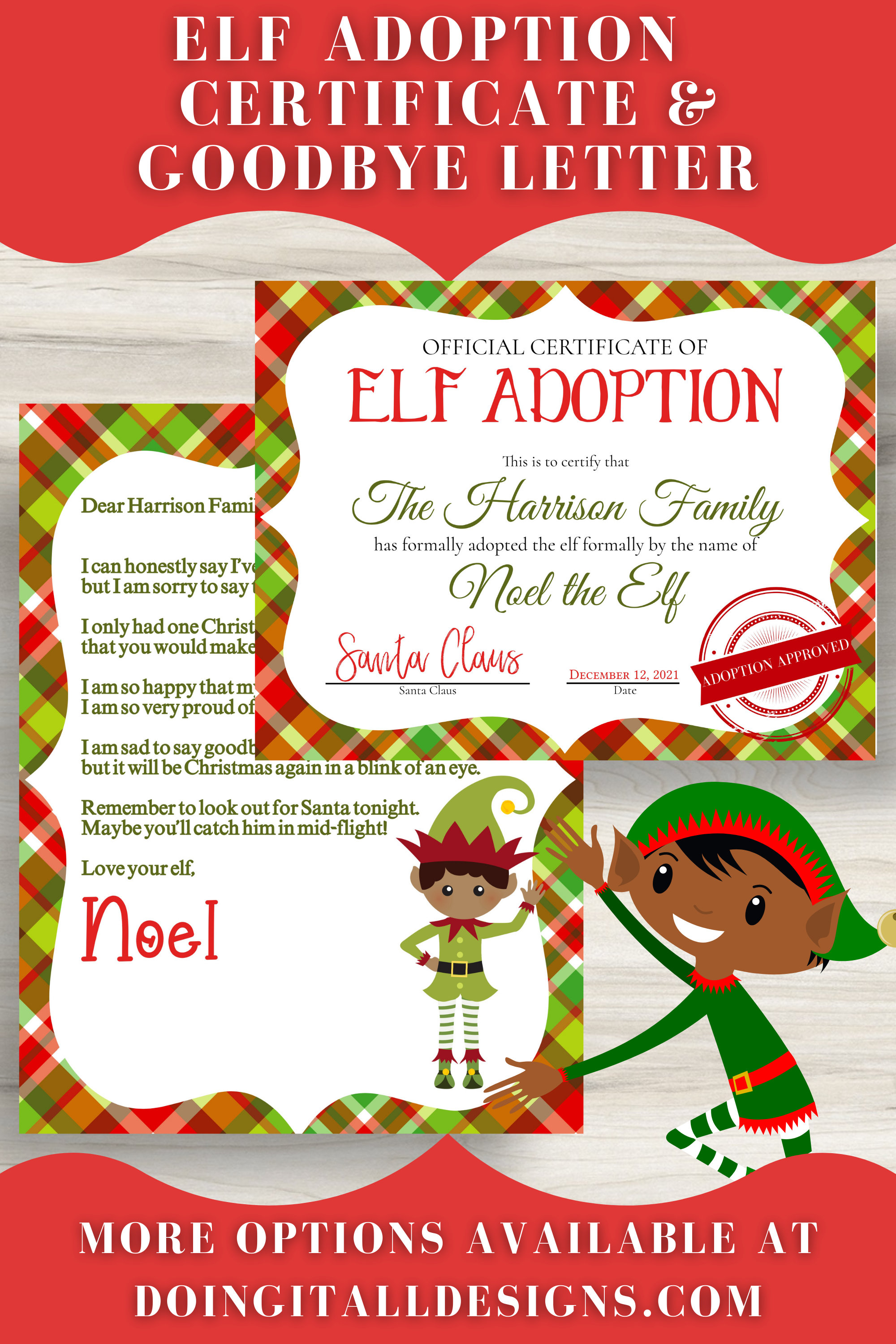 Printable Elf Adoption Certificate, Black Elf Goodbye Letter, Elf ...
