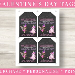 Editable Valentine's Day Gift Tag Black Fairy Unicorn - Etsy