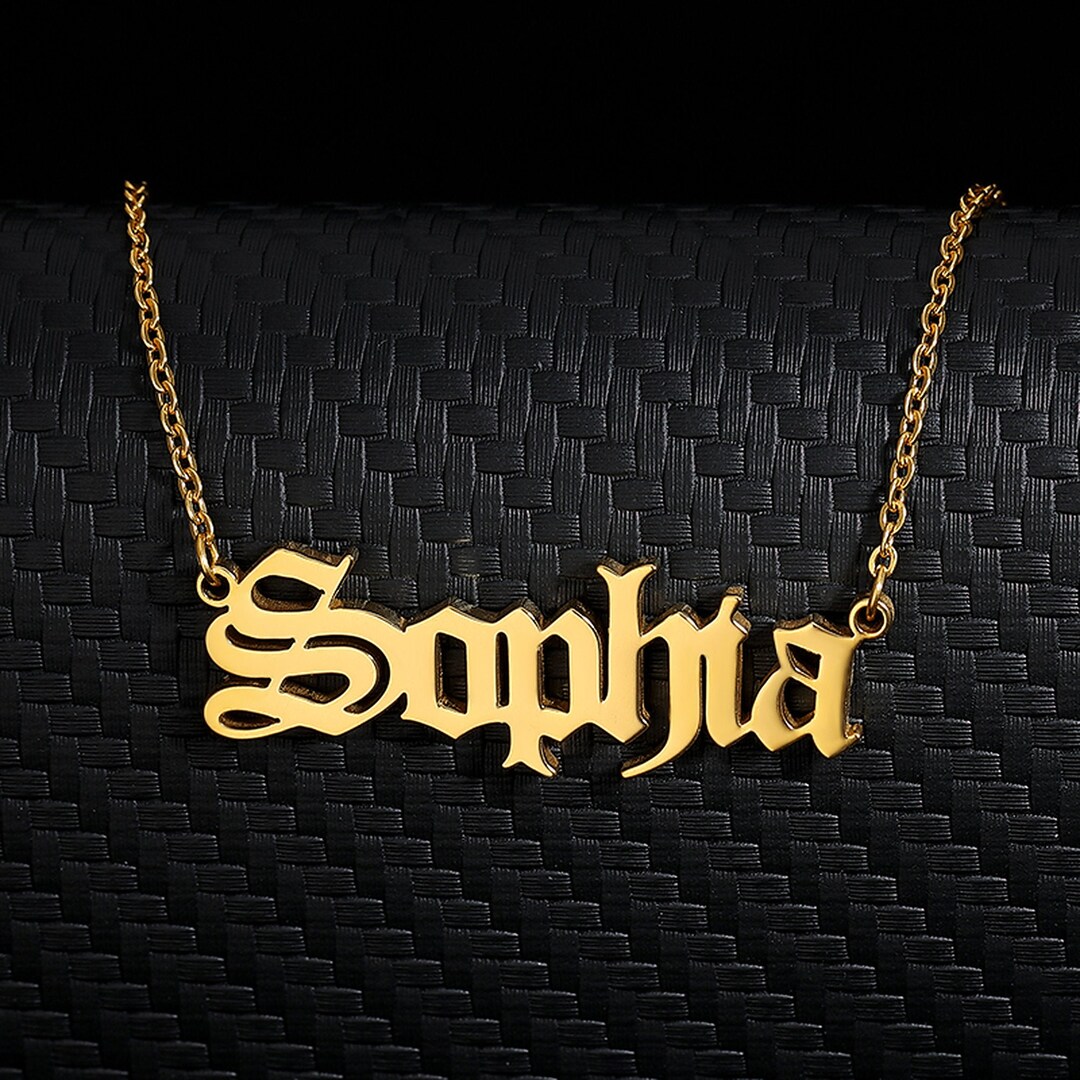 Personalized Old English Name Gold Necklace for Women Best - Etsy
