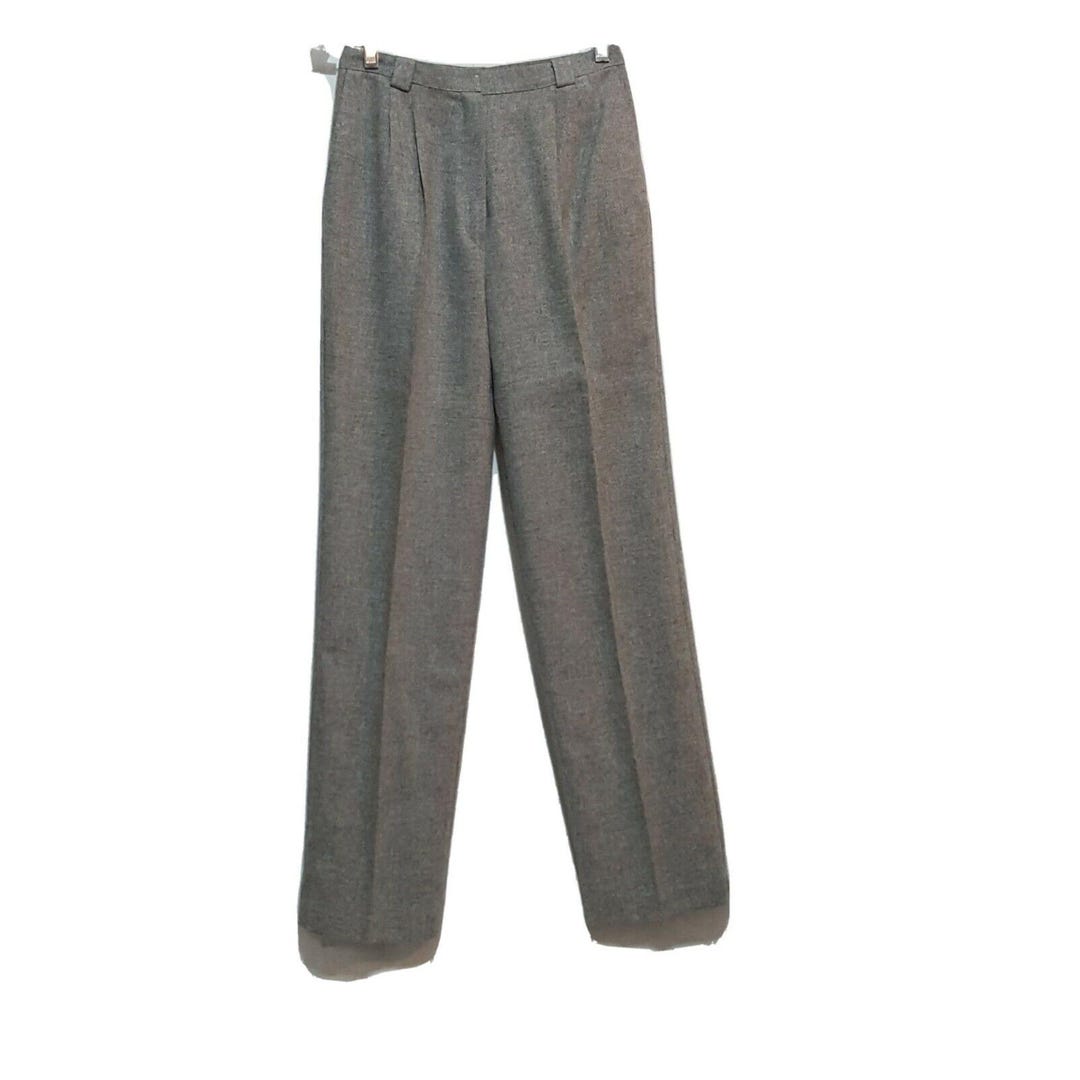 Vintage Womens Wool Pants Slacks Size Tag 11/12 Pleated Straight Leg ...