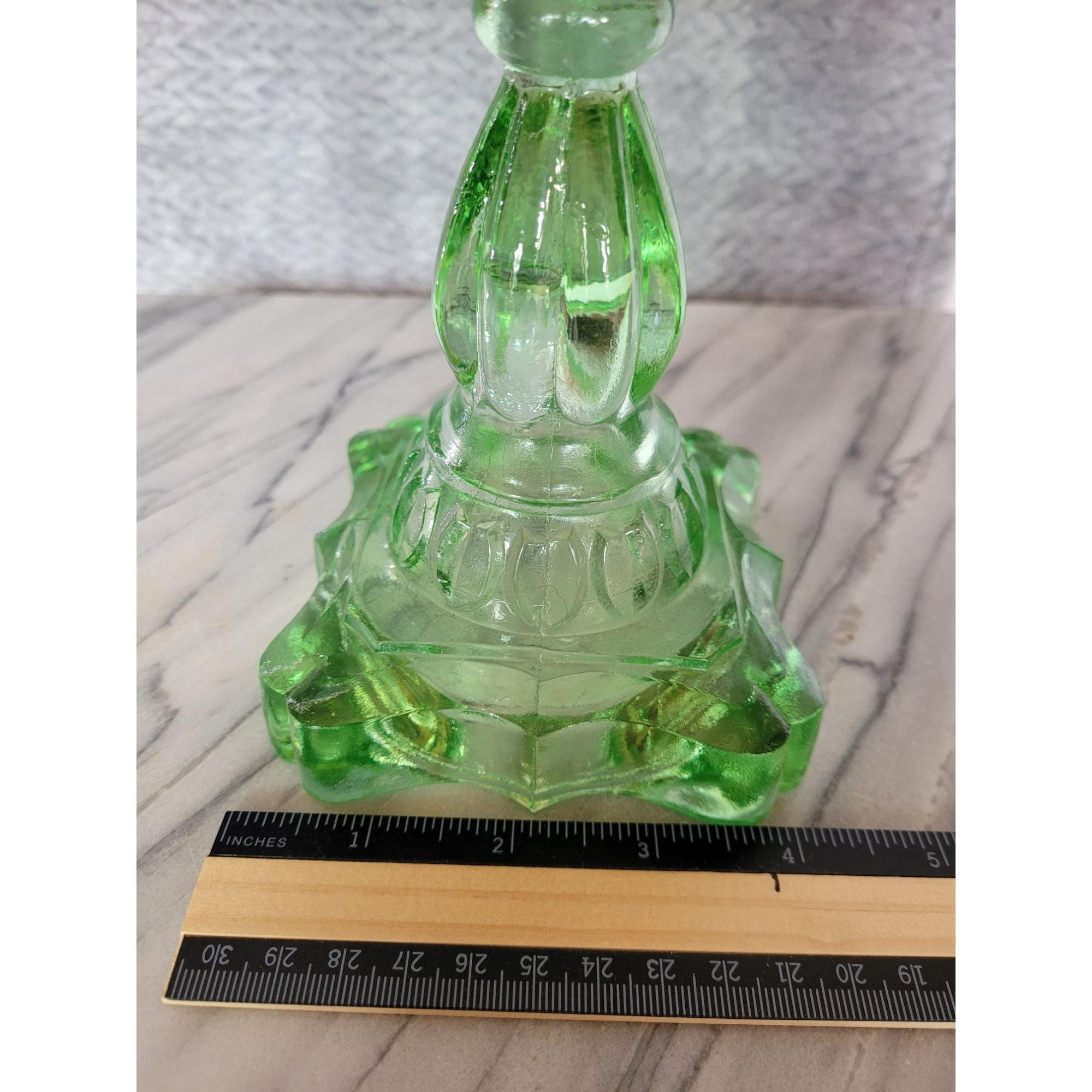 Vintage Green Depression Glass Oil Lamp With Brass Burner 11 - Etsy Vintage Green Depression Glass Oil Lamp With Brass Burner 11 - Etsy