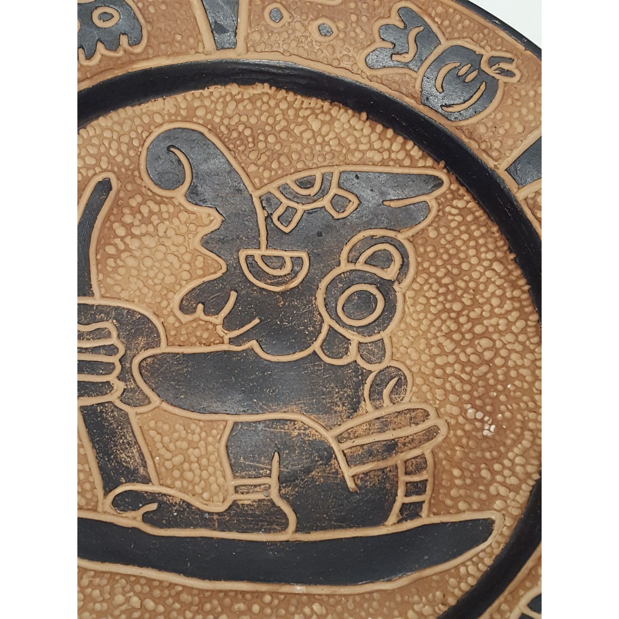 Decorative Plate VTG Mayan Aztec Tribal Clay Terracotta Folk - Etsy