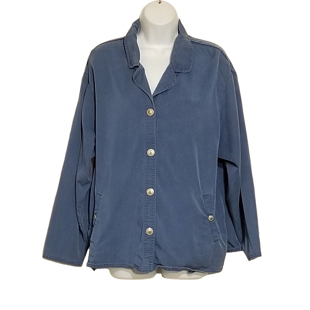 Vintage David Dart Sport Jacket Shirt Shacket Blue Tencel Pockets ...
