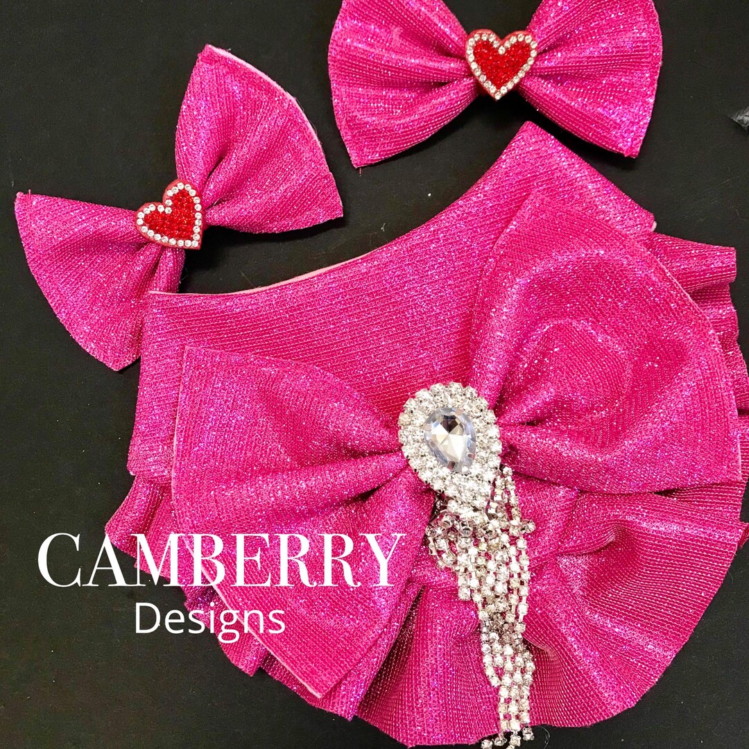 Cat/dog Bandana Valentine Collection Lame Pink Big Bow Rhinestone With ...