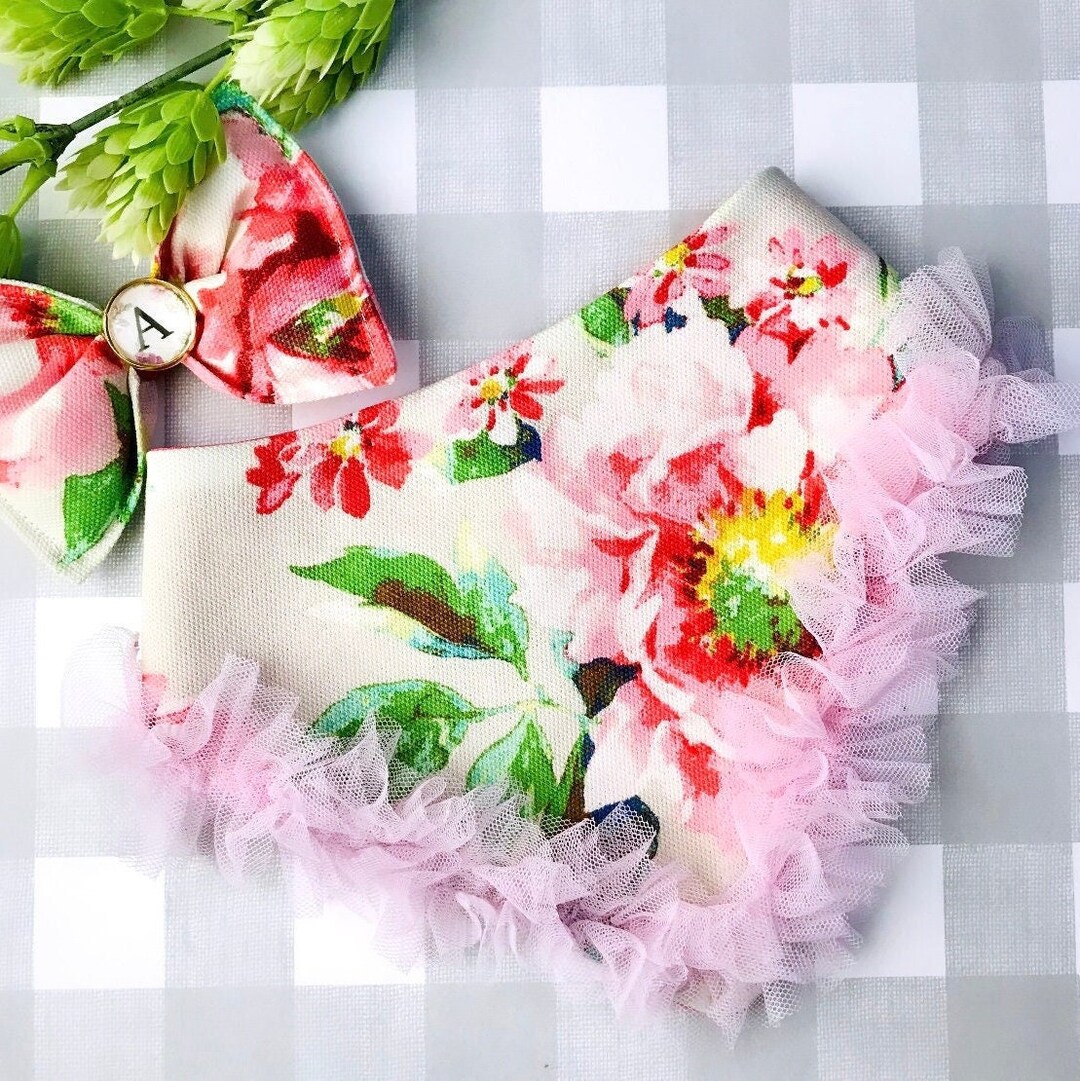 Cat/dog Bandana Spring Bandana Floral Bandana W/ Pink Ruffle - Etsy