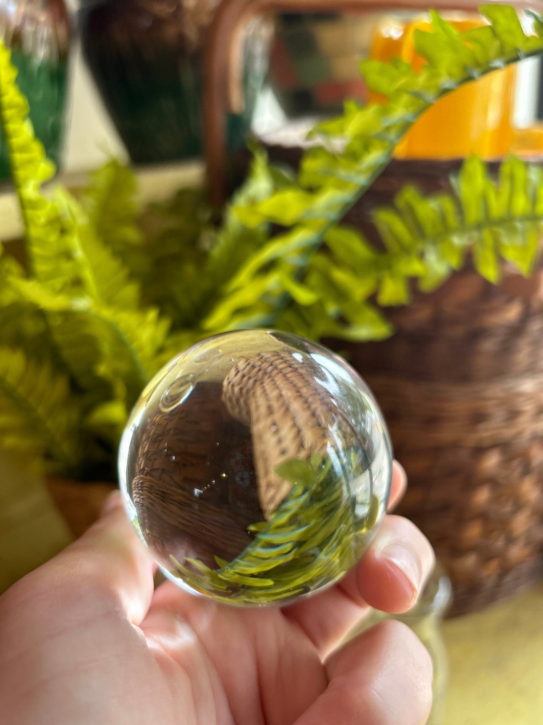 Vintage Glass Paperweight, Crystal Ball, Neutral Home & Office Decor ...