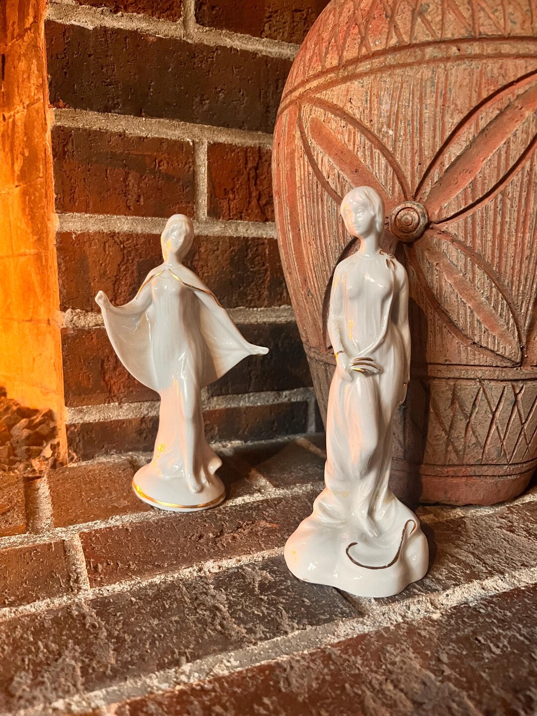 Vintage Italian Porcelain Figurines – White Glaze Sculptural Women, Mid ...