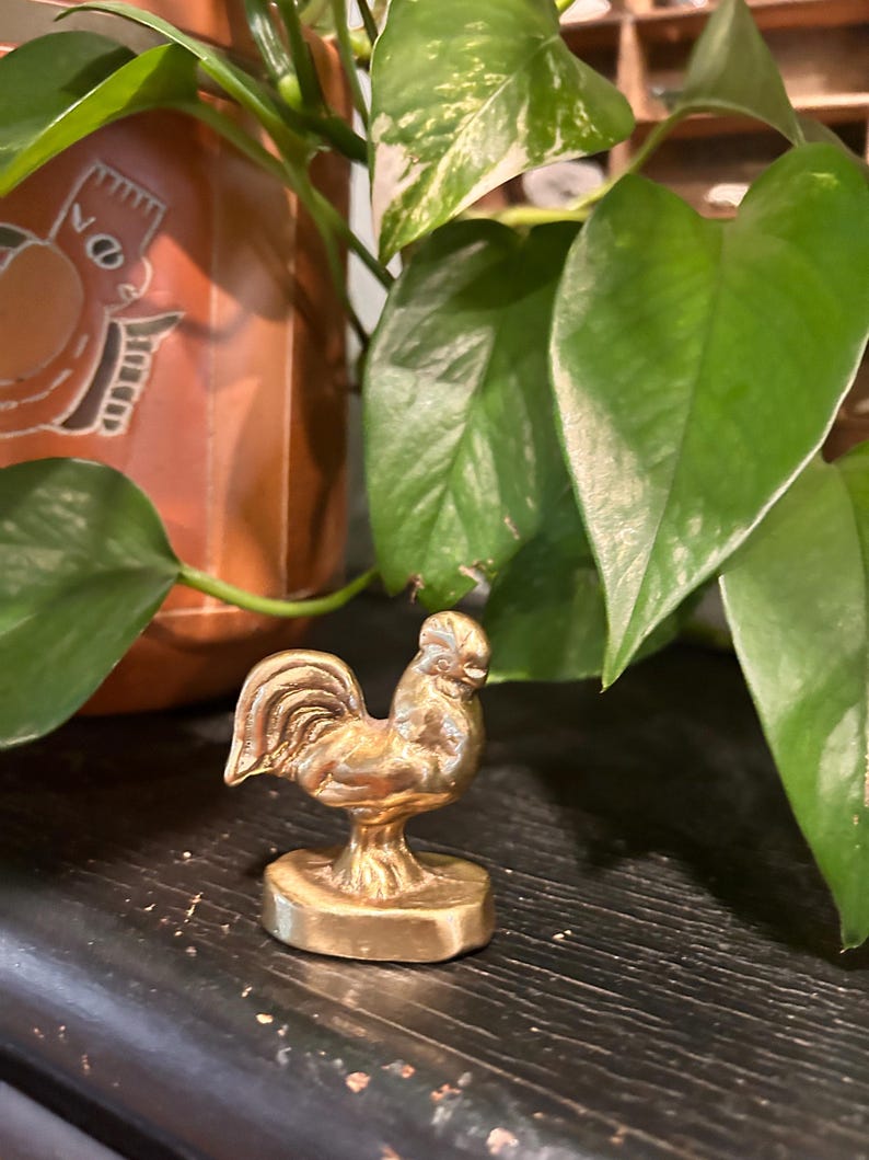 Vintage French Brass Rooster Figurine, Valleau, Paperweight, Farmhouse ...