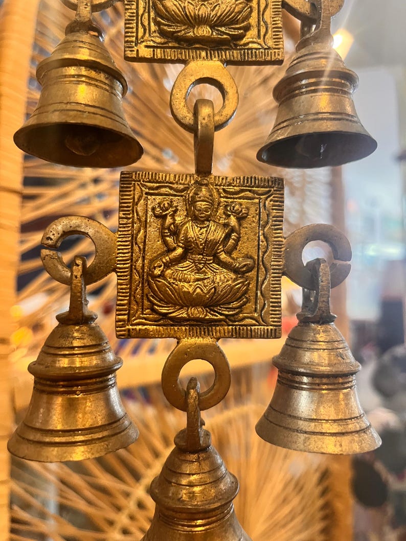 Vintage Brass Hanging Bell Wall Decor | Indian Brass Temple Bells ...