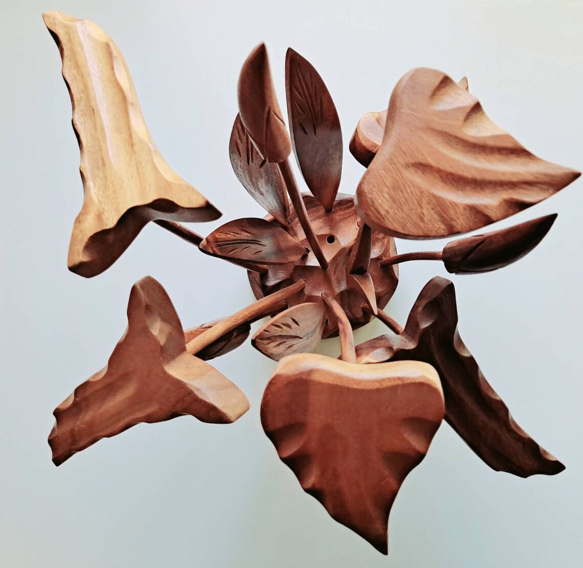 Vintage MCM TEAK Flower Arrangement Vintage Monkey Pod Floral - Etsy