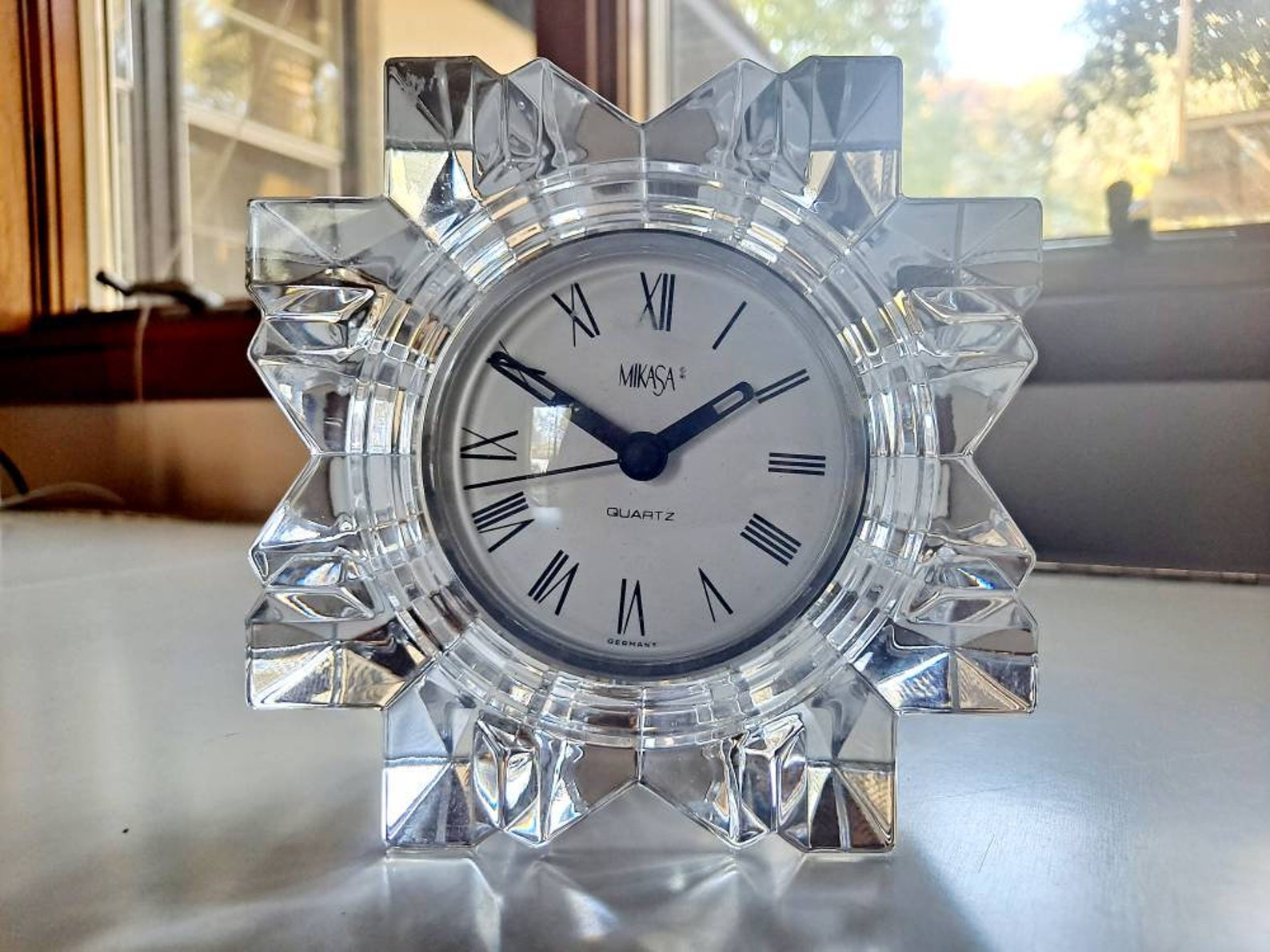 Vintage Mikasa Snowflake Starfire Clock, 1990s Desk or Mantle Clock ...